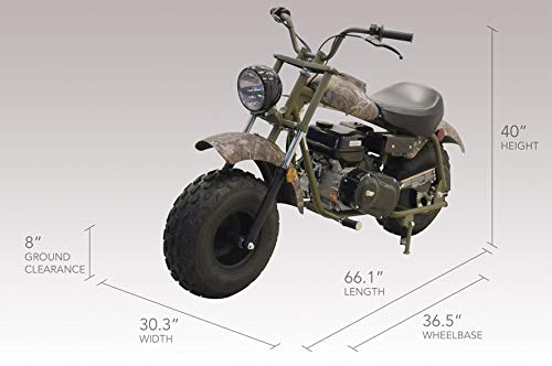 Massimo Motor Warrior200 196CC Engine, 6.5 HP Super Size Mini Motor. Wide Tires Motorcycle Powersport (Camouflage)