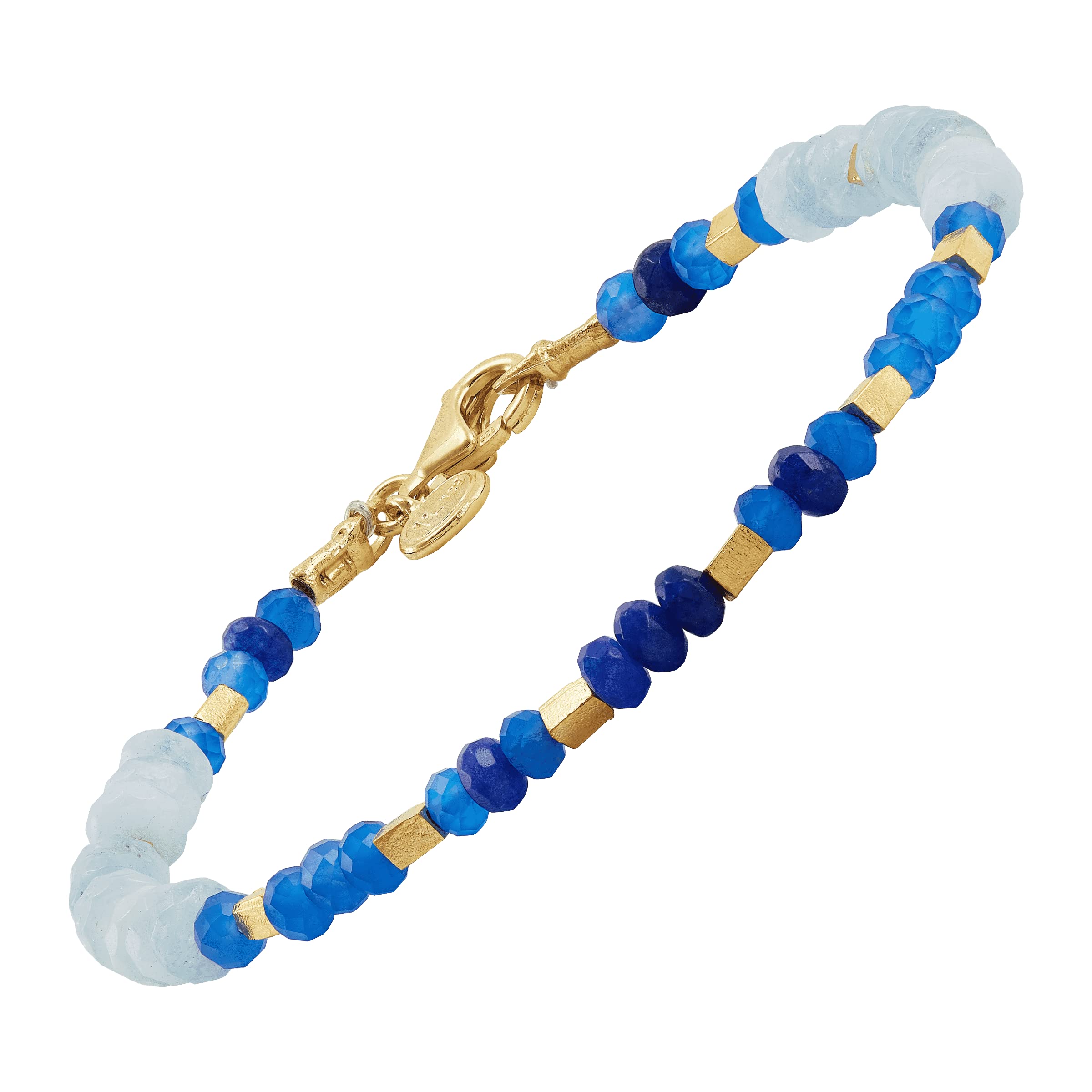 Silpada 'Azure Treasure' Aquamarine, Agate and Jade Bead Bracelet in 14K Yellow Gold-Plated Sterling Silver, 7.5"