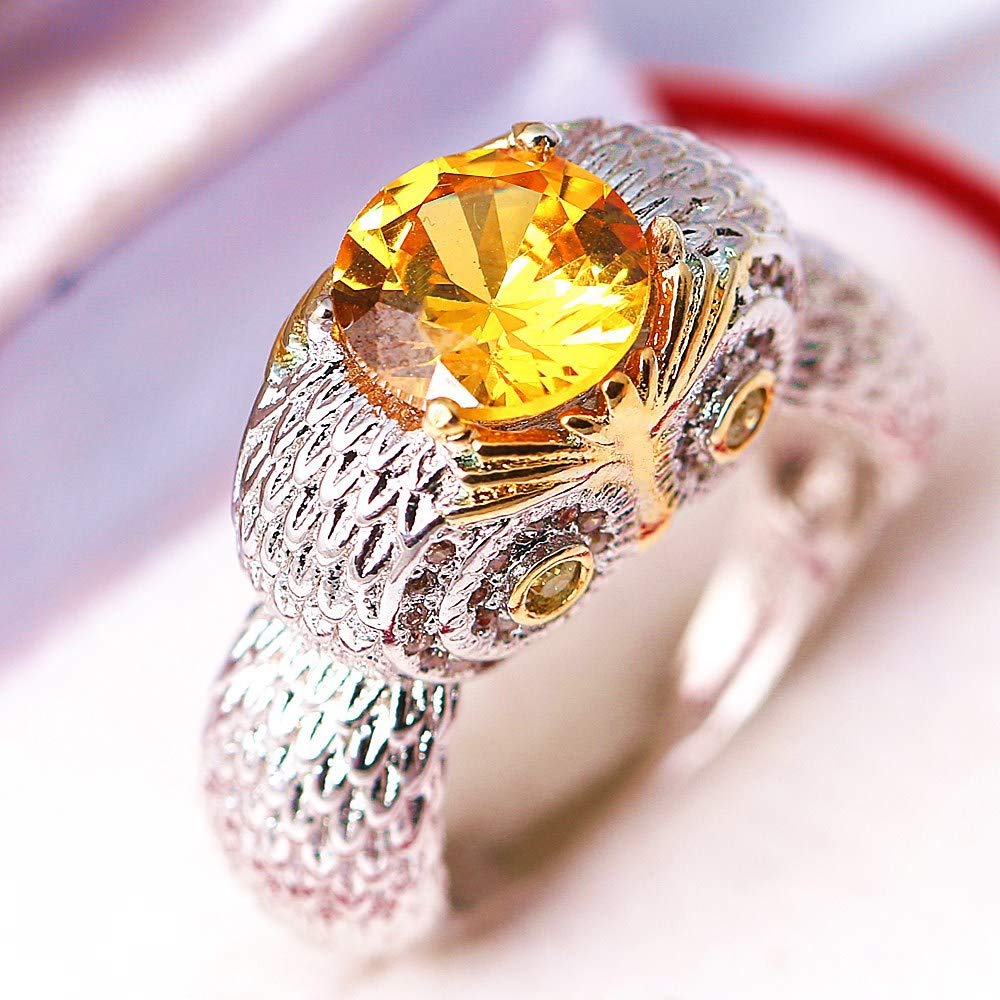Moca Jewelry Iced Out Domineering Owl Ring 18K Gold Plated Bling CZ Simulated Diamond Hip Hop Ring for Men Women (9)