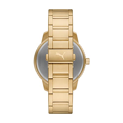 PUMA Men's ULTRAFRESH Quartz Watch with Stainless Steel Strap, Gold, 22 (Model: P5079)
