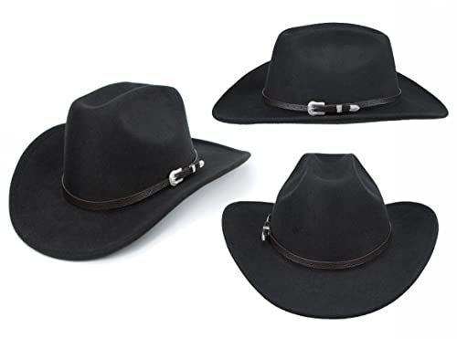 Western Cowboy Hat for Men Women Classic Roll Up Fedora Hat with Buckle Belt(Size:Medium)