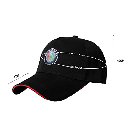 Universal Cap Car Logo Embroidered Men Women Adjustable Baseball Cap for Alfa Romeo Accessories, One Size Black