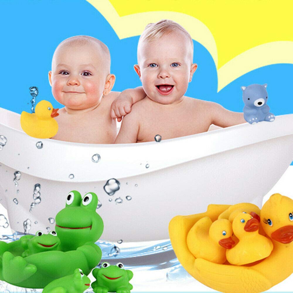 Ocean Animals Rubber Cute Family Bathtub Pals Floating Duck Shark Clownfish Turtle Bath Toys Value Pack (Set of 4)