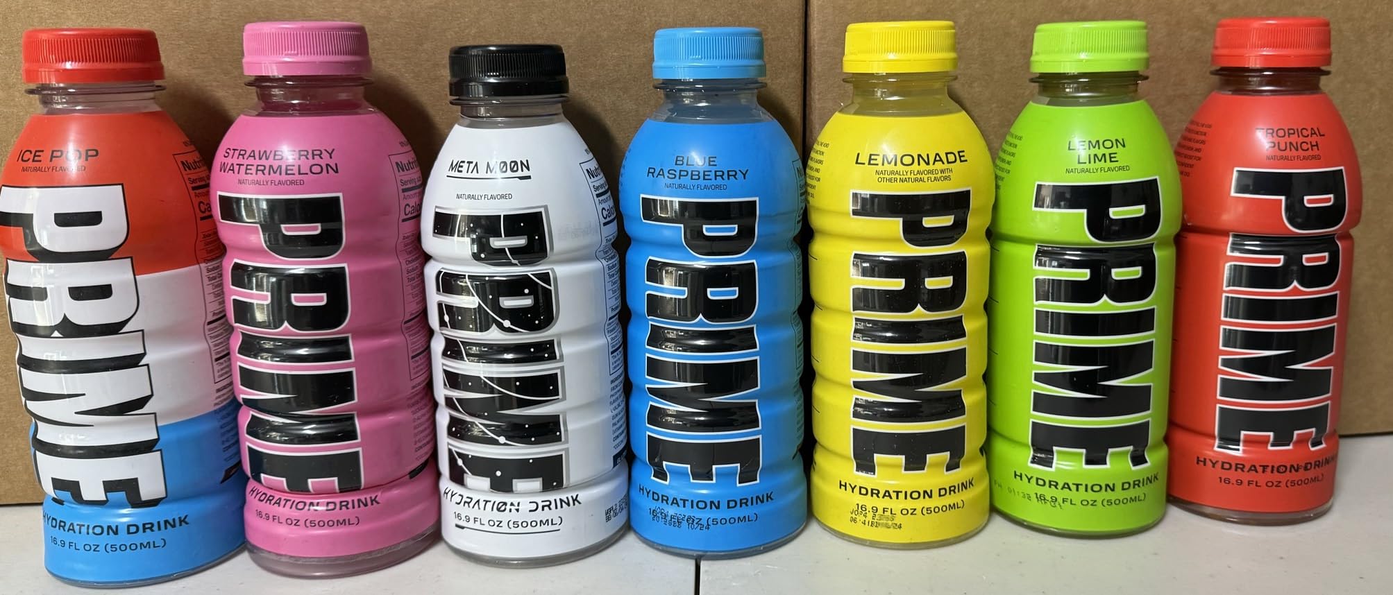 NEW Flavor Prime Hydration Sports Drink Lemonade Bundle - Coconut Water, BCAAs, Vitamin B, Electrolyte Beverage - Lemonade, Meta Moon, Lemon Lime, Tropical Punch, Blue Raspberry, Strawberry Melon &