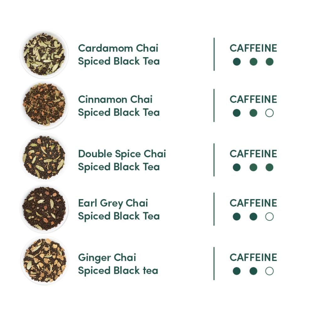 VAHDAM, Assorted Chai Tea Sampler - 10 Indian Exotic Masala Chai Tea Blends (50 Servings) Gluten Free, Non GMO | Loose Leaf Tea Sampler | Tea Variety Pack, Gifts For Him/Her | Gifts for Women & Men
