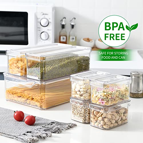Pure Future 7 Pack Refrigerator Organizer Bins Stackable with Lids, Fridge Organizers and Storage Clear, BPA Free Kitchen and Pantry Organization, Food Storage Containers for Fruits & Vegetables1