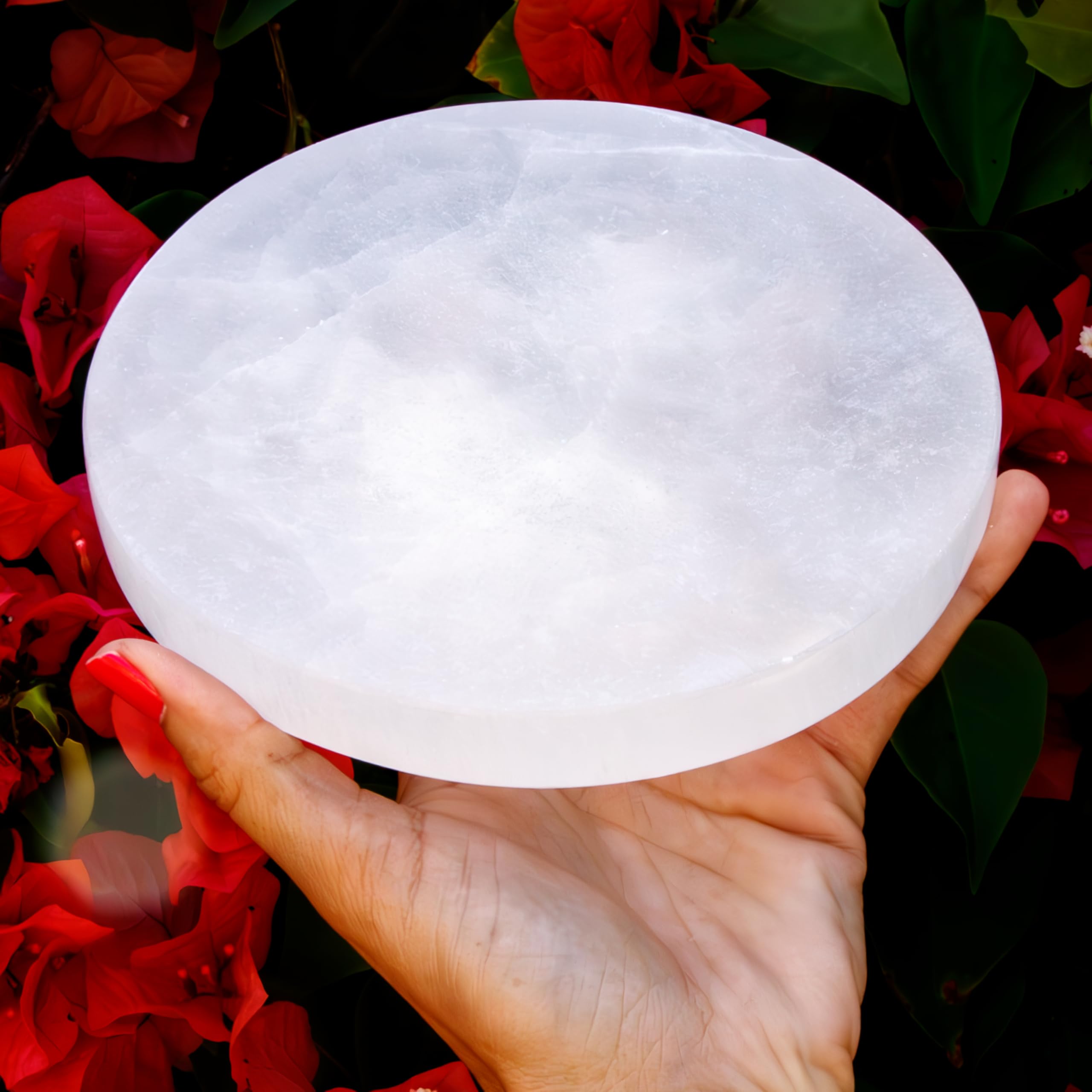 Om Zone Selenite Charging Plate for Cleansing Crystals & Healing Stones, Meditation, Reiki, Protection Crystals, Spiritual Gift (1, 4β x 6β Rectangle)