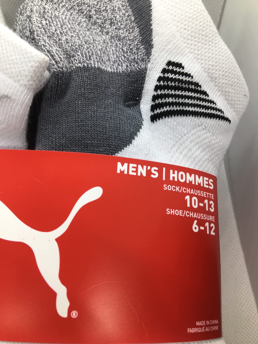 PUMA Mens No Show Low Cut Moisture Control Sport Socks (Shoe Size 7-11) - White - 12 Pack