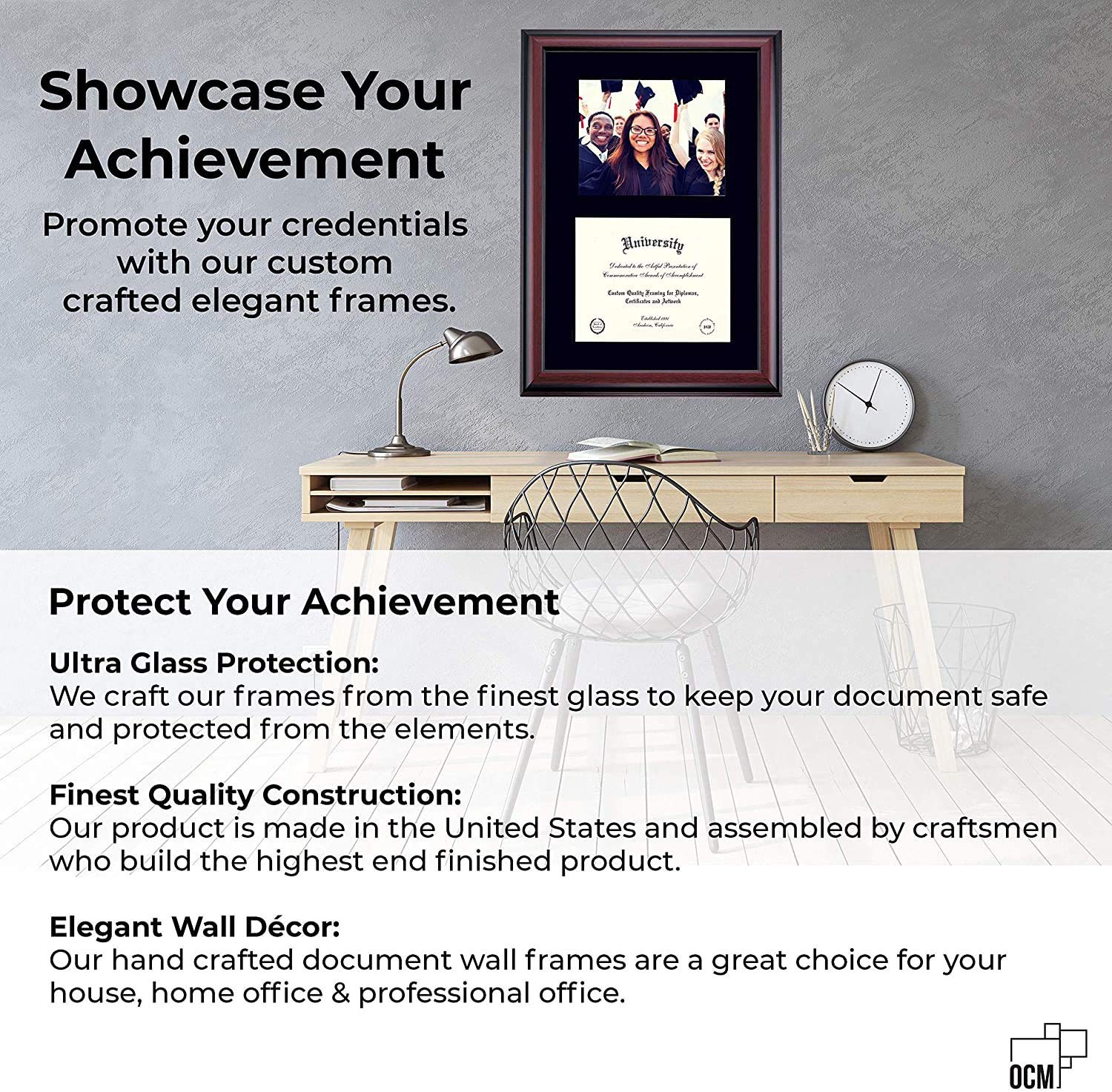 OCM DiplomaDisplay Traditional Frame for California State University, Dominguez Hills Toros | 8-1/2" x 11" Diploma Certificates | Black Mat | Home & Office | Graduation Gift