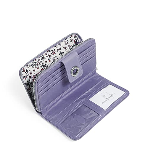 Vera Bradley Women's Performance Twill Turnlock Wallet With RFID Protection, Lavender Sky, One Size
