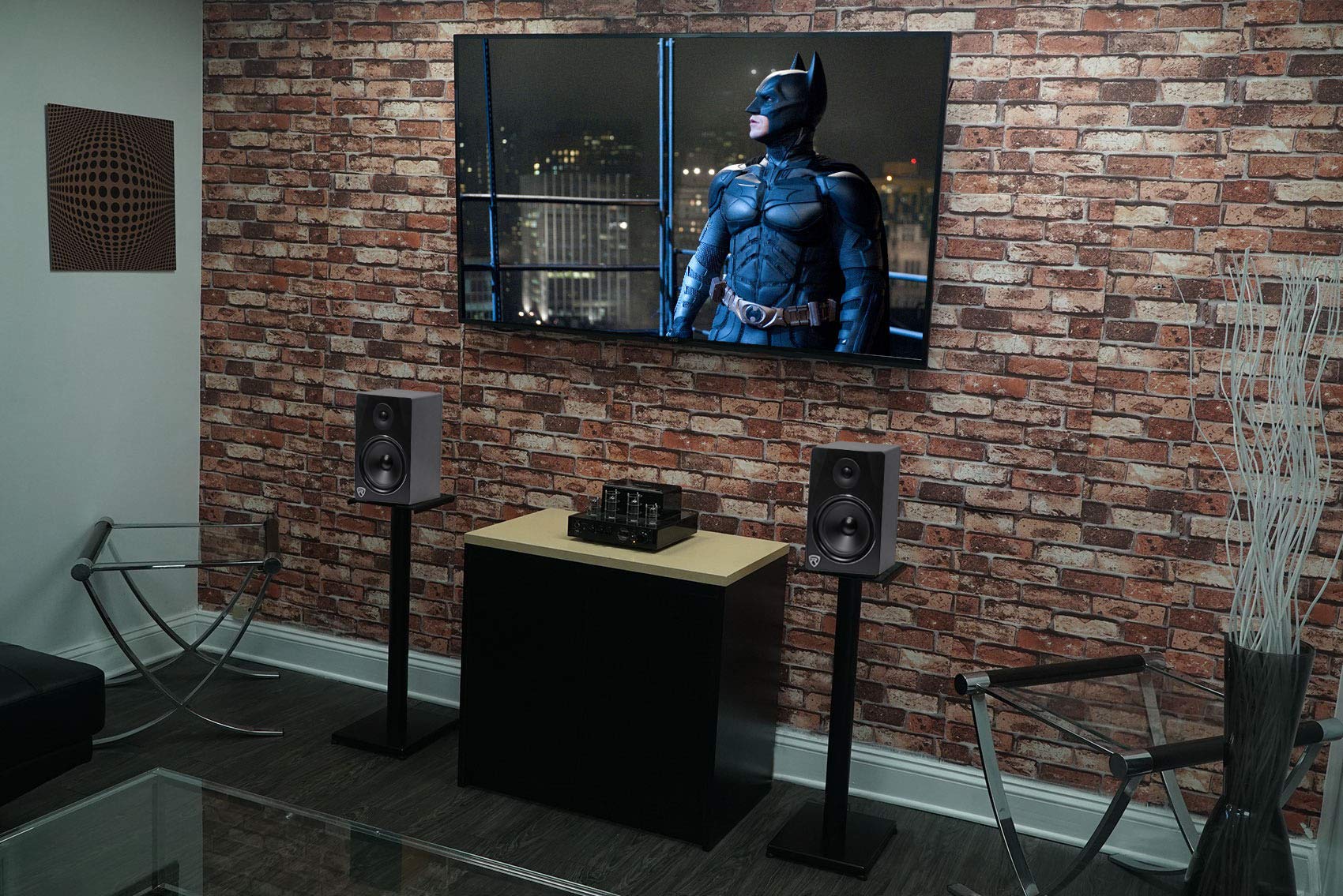 Rockville Pair RS29B 29" Steel Bookshelf Speaker and Studio Monitor Stands-Black V2
