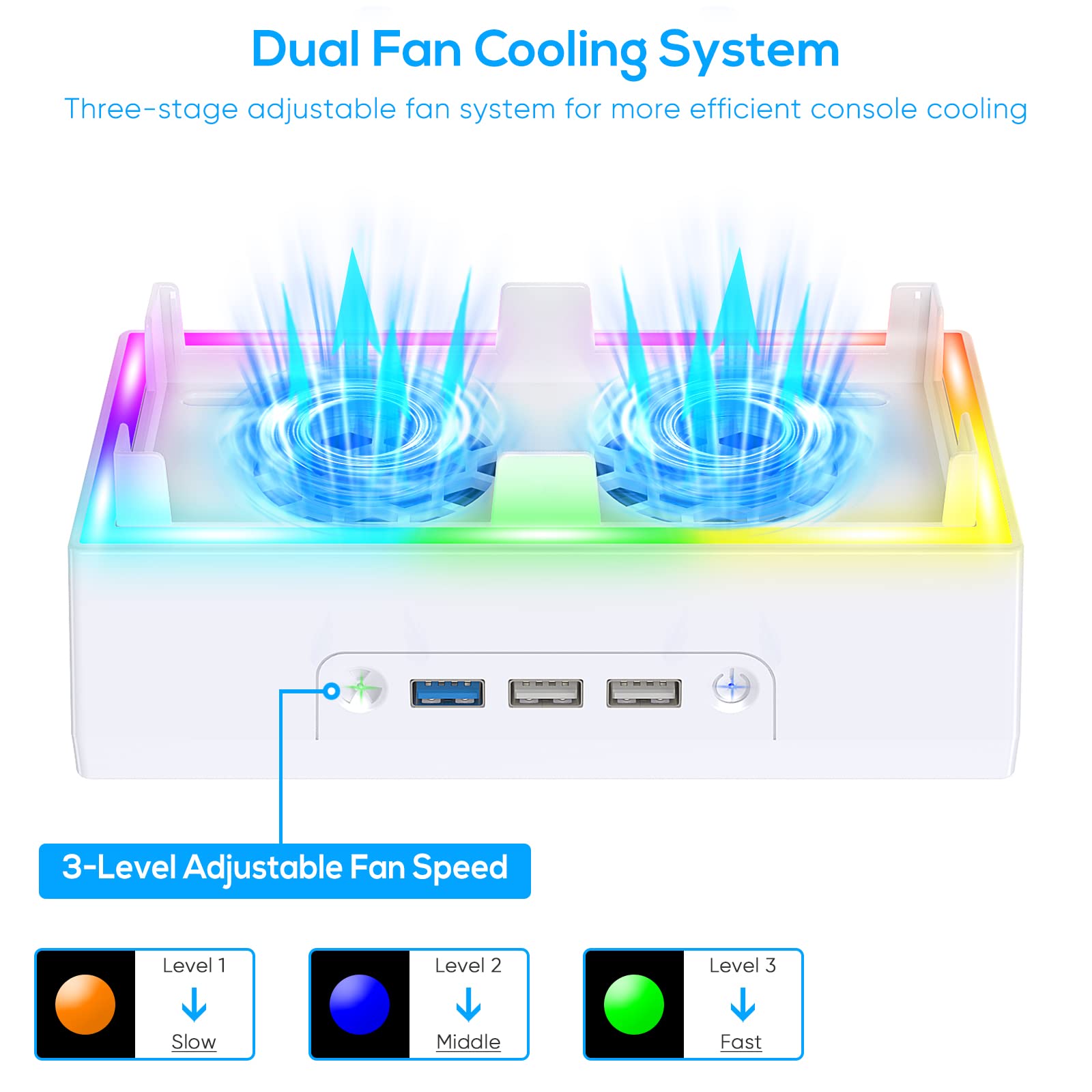 Wall Mount with Cooling Fan for Xbox Series S,Xbox Accessories Kit with RGB Light,USB Ports,Cooling System,Double Controller Headset Storage Holder for Xbox Series S Console