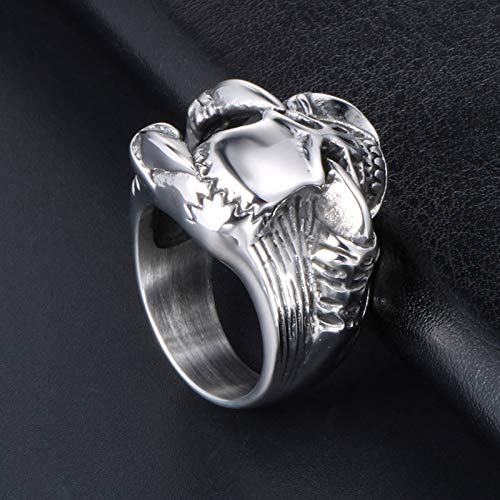 NanMuc Vintage Stainless Steel Gothic Skull Ring Punk Biker Statement Ring Cocktail Party Ring Size 12