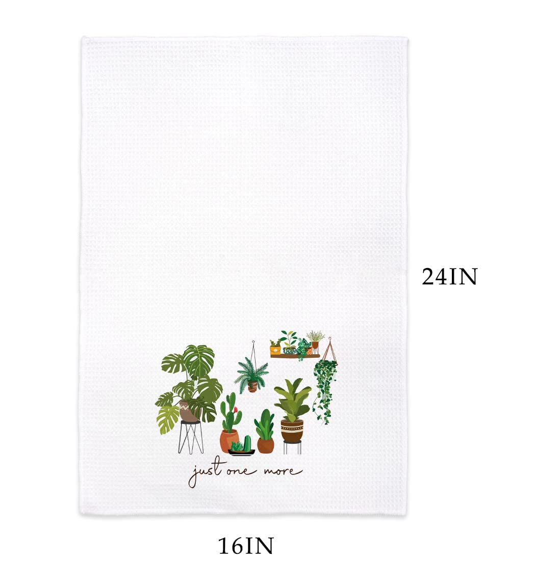 QODUNG Just One More Plant Soft Absorbent Kitchen Towels Dishcloths 16x24 Inch,Gardening Botanical Succulent Boho Decorative Absorbent Drying Cloth Hand Towels Tea Towels for Bathroom Kitchen