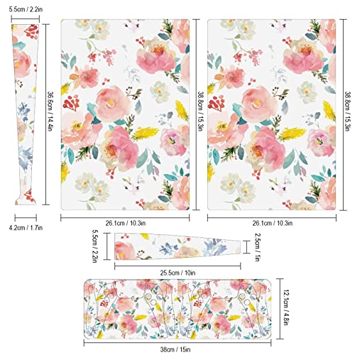 Watercolor Romantic Floral Full Protective Skin Cover Design Wrap Decal Sticker Compatible with PS5 Digital Edition Console and Controller