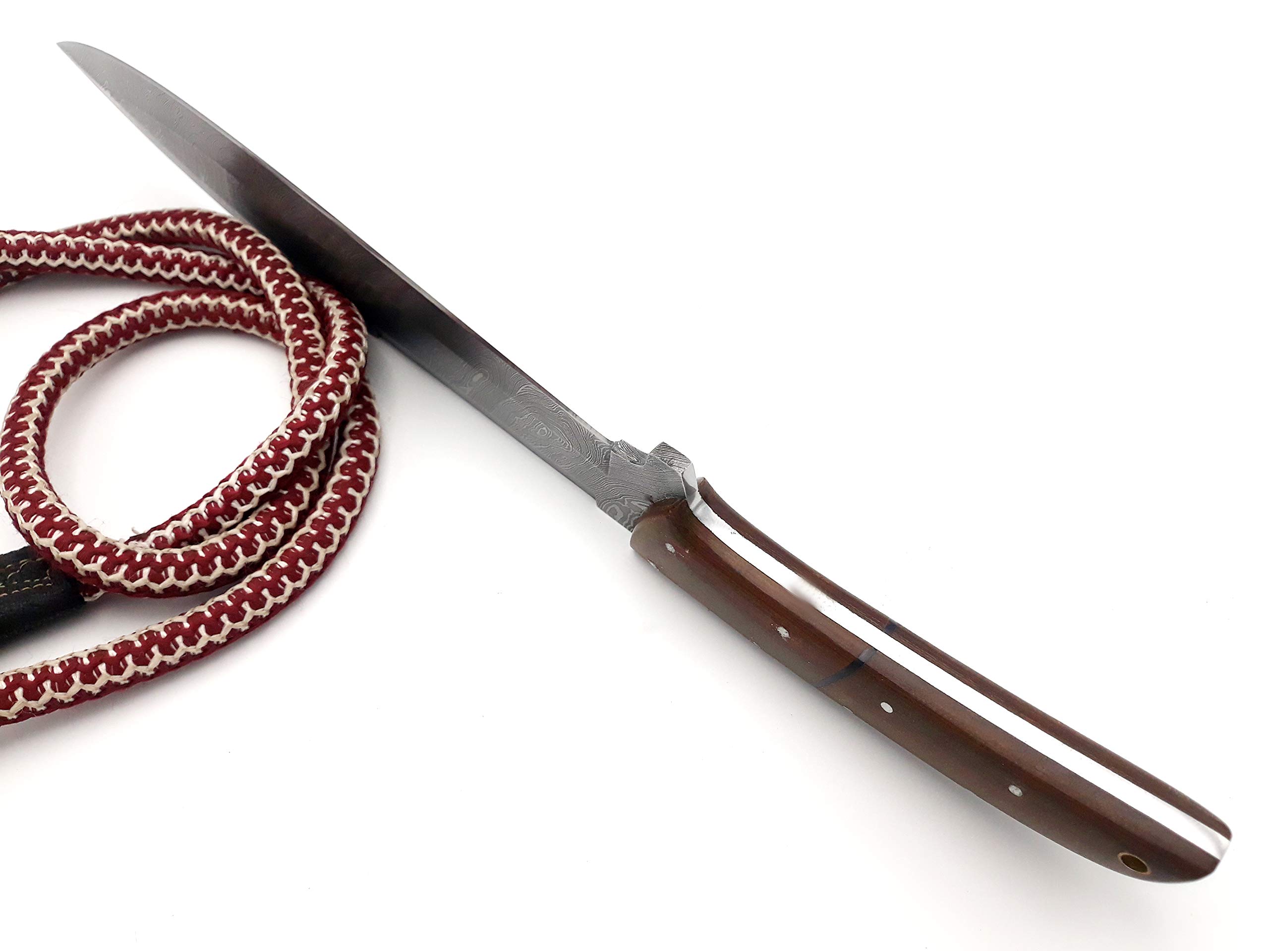 Nooraki BK-55 Handmade Damascus Hunting Bowie Knife Full Tang With Leather Sheath