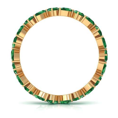 Rosec Jewels Certified Emerald Wedding Eternity Ring, 4 CT, AAAA Quality, Lab Grown Emerald Anniversary Ring for Women, 14K Yellow Gold, Size:US 6.50