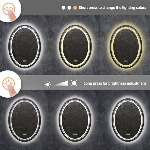 Oval LED Bathroom Mirror Antifog Wall Vanity Illuminated Mirror Dimmable Touch (24'' x 32'')