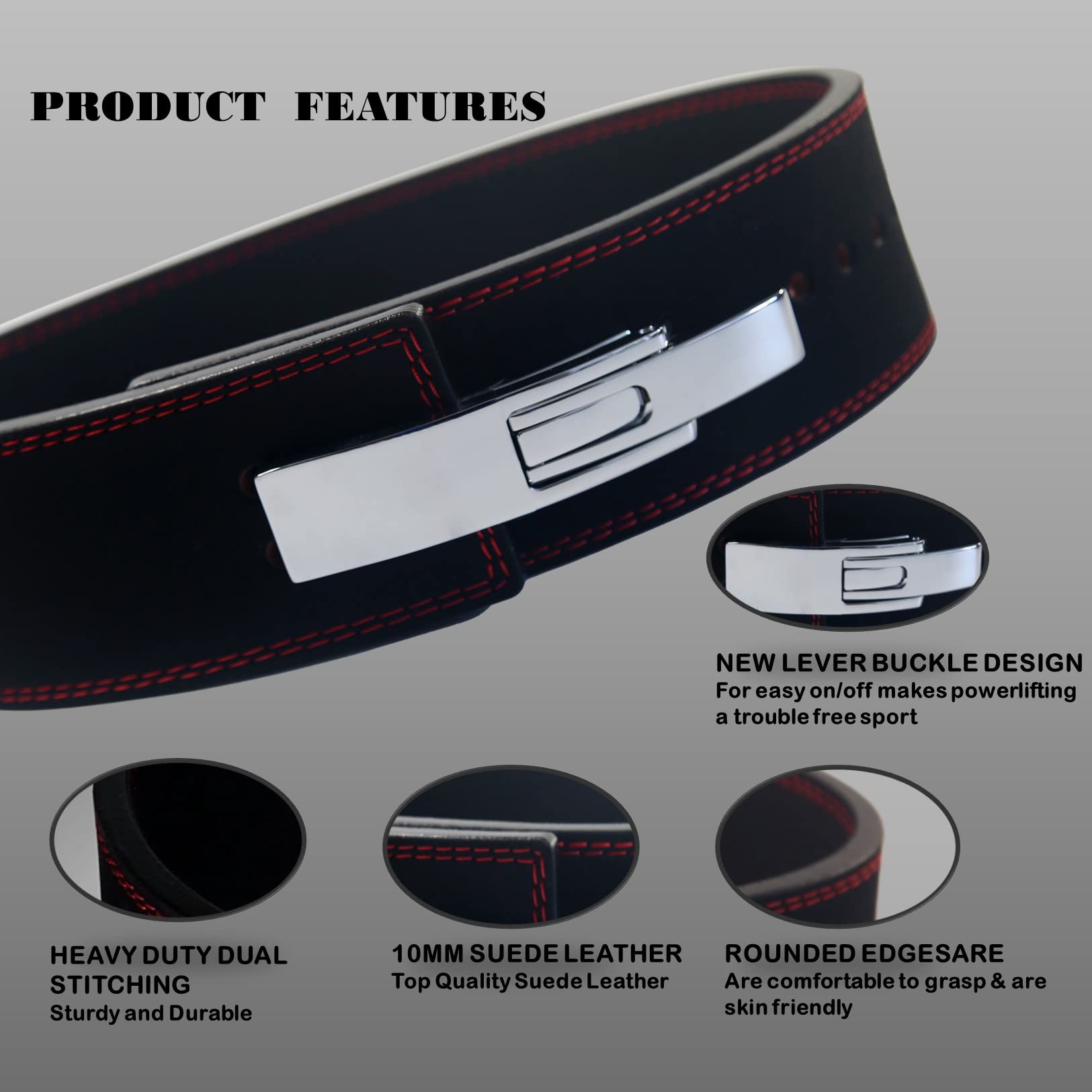 WEVYHFS Sports Weight Lifting Training Gym Reapers Lever Rogue Leather Belt 10MM for Men and Women - Lifting Support for Weight Power Lifting, Strength Training, Deadlift Training (Medium)