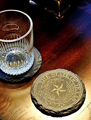 Texas State Seal, Texan Gifts, HANDCRAFTED Texas Lonestar Coasters, Wedding Gift, Texan Coasters, 4" Texas State Seal Coasters, Set of 4