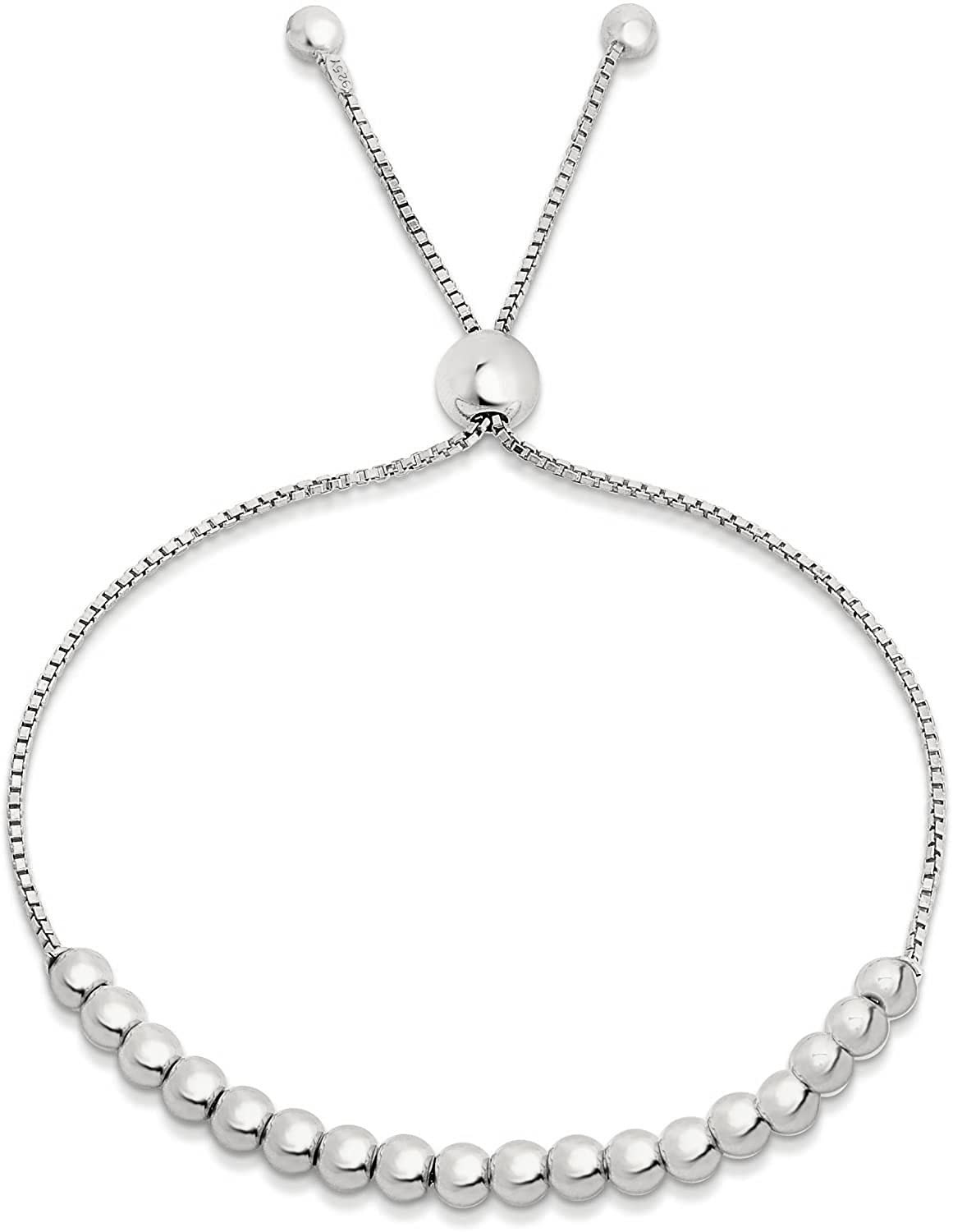 Savlano 925 Sterling Silver 14K Gold Plated Italian Solid Adjustable Bolo Bead Ball Slider Bracelet Comes With Gift Box for Women - Made in Italy (White)