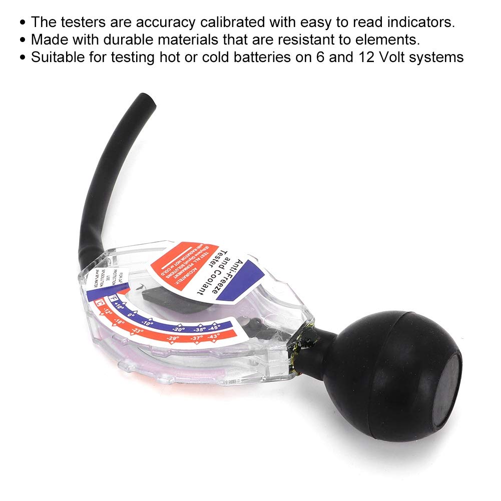 Nannday Anti-Freeze Coolant Tester, High Accuracy Dial Type Anti-Freeze Coolant Tester Car Battery Liquid Densitometer 6/12/24V