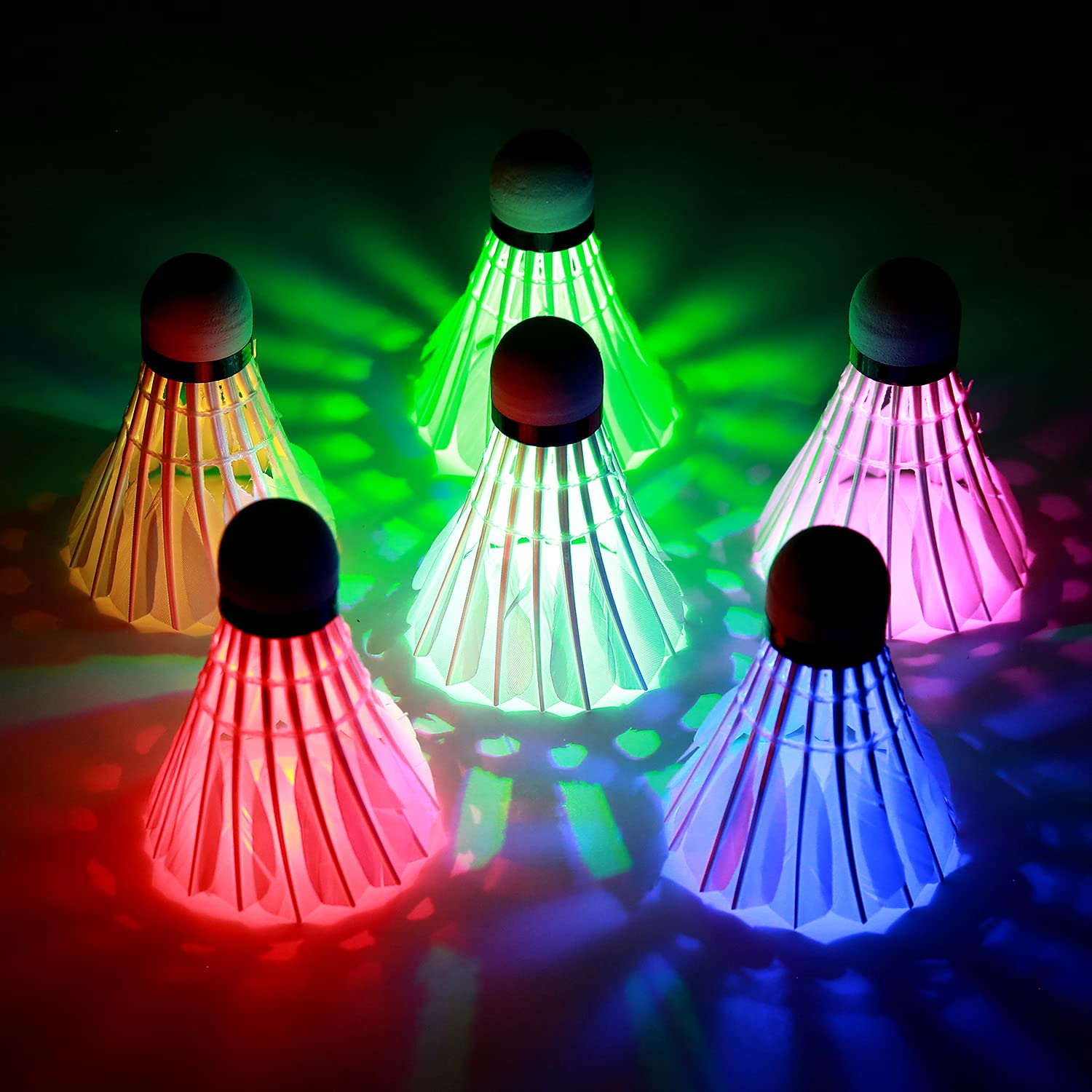 Ohuhu Shuttlecock, LED Birdies Badminton Glow in The Dark Lighting Badminton Birdies Goose Feather Shuttlecocks Light up for Outdoor Indoor Adults Sport Activities