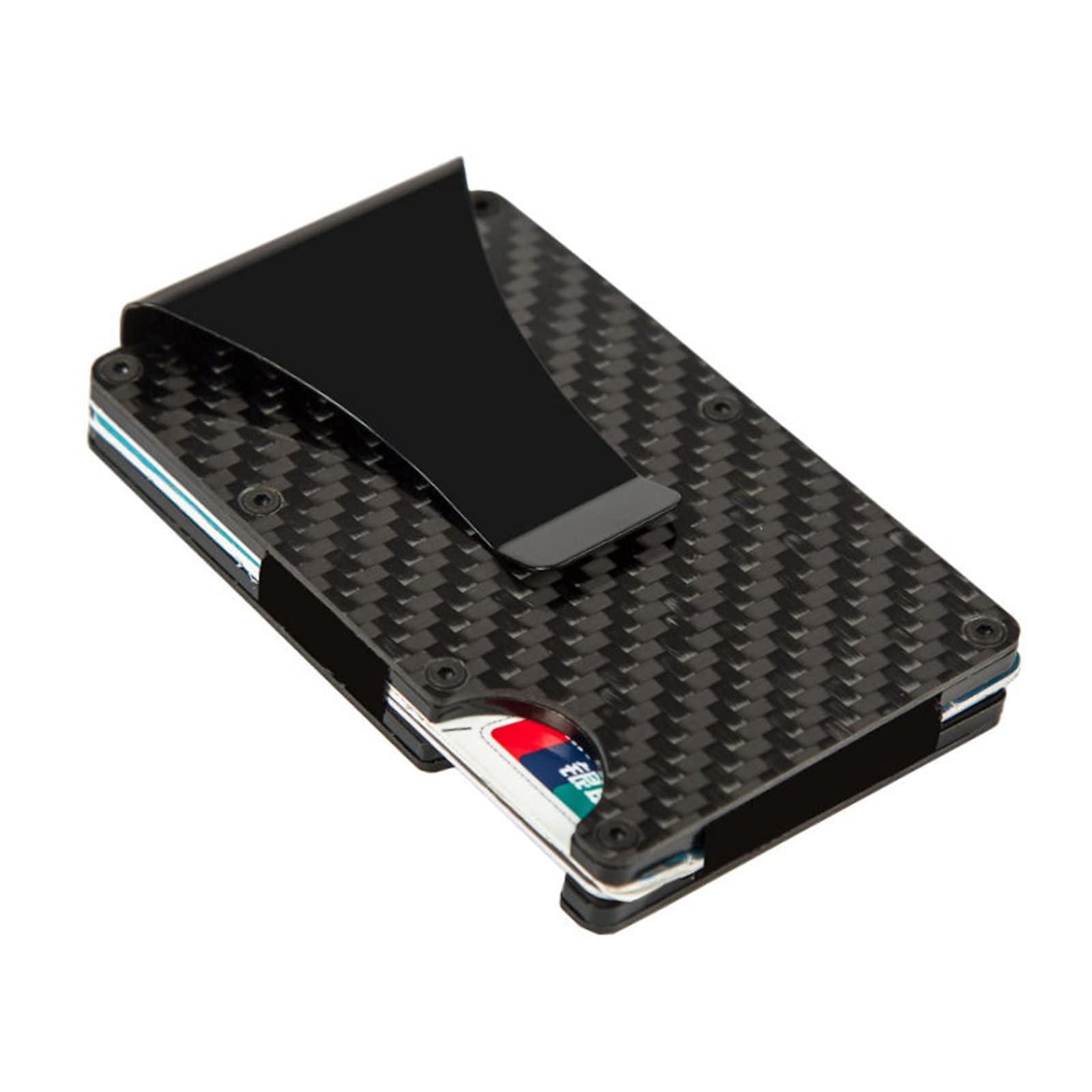 Yunnyp Minimalist Wallet for Men Carbon Fiber Wallet RFID Blocking Aluminum Slim Cash Credit Card Holder