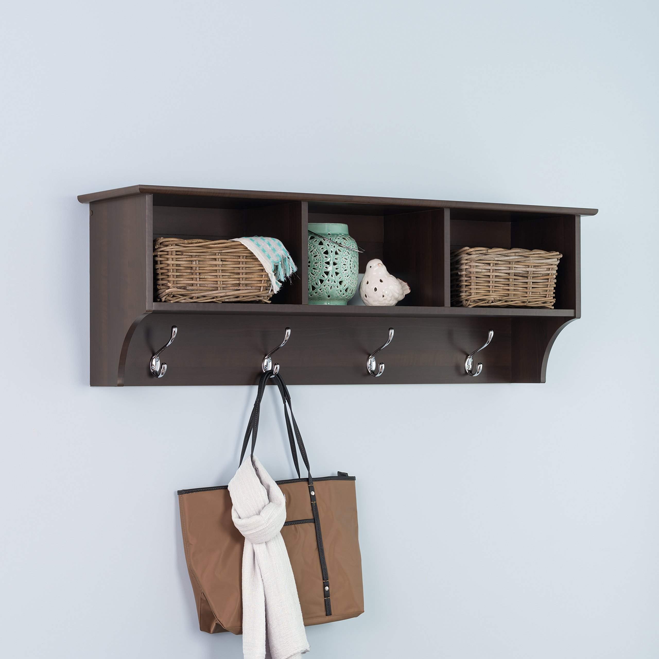 Prepac 24 Pair Shoe Storage Cubby Bench, Espresso & Entryway Cubbie Shelf, Espresso