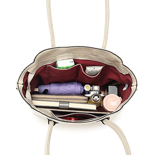 Style Strategy 2 in 1 Push Lock Handbags for women Hardware Chain Crocodile Textured bone patent leather bag with small crossbody