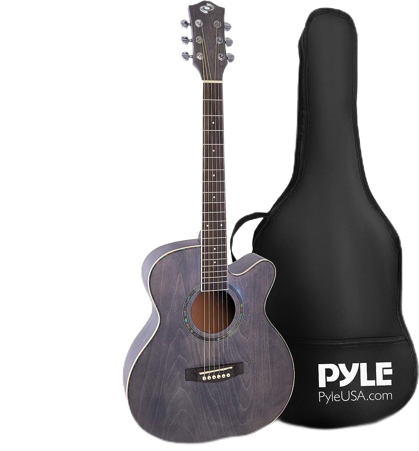 Pyle Acoustic Guitar Kit, 3/4 Junior Size All Wood Steel String Instrument for Beginner Kids, Adults, 36” Matte Gray