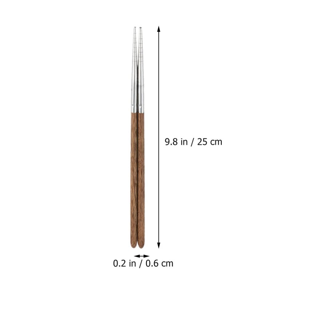 Reusable Metal Stainless Steel Chopsticks: 2 Pairs Long Cooking Chopsticks with Wooden Handle Japanese Type Sashimi Chopsticks for Home Restaurant