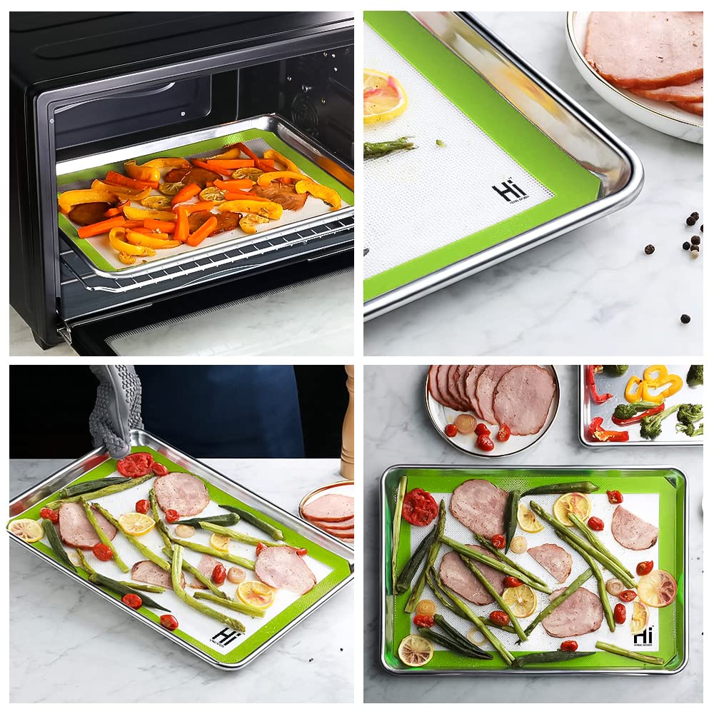Set of 2 HI Silicone Baking Mats, Baking Mats Silicone for Oven Baking, Silicone Mats heat resistant up to 4800F, Baking Mats measures (11-5/8 by 16-1/2) inches each