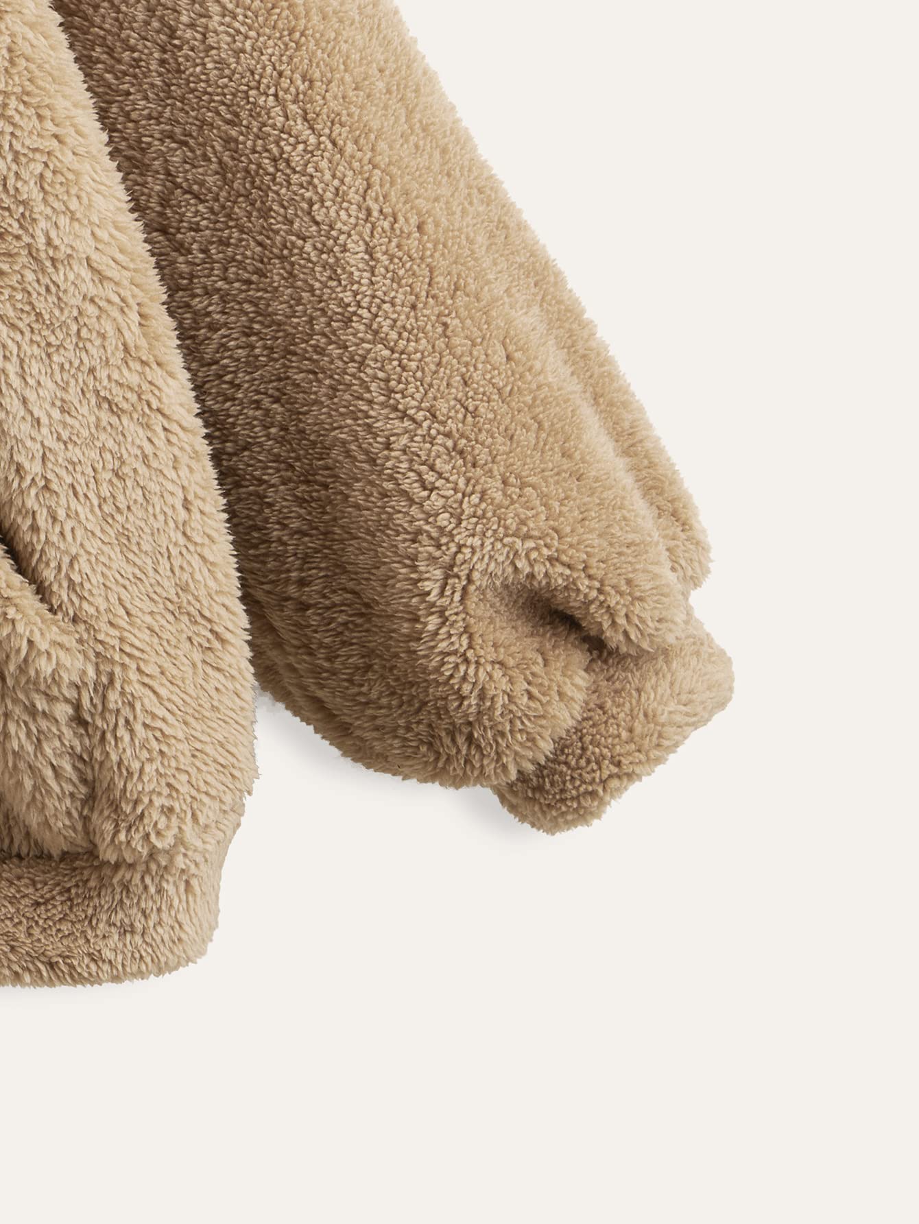 Romwe Women's Long Sleeve Pullovers Hoodie Cute Teddy Ear Hooded Sweatshirt Camel XS