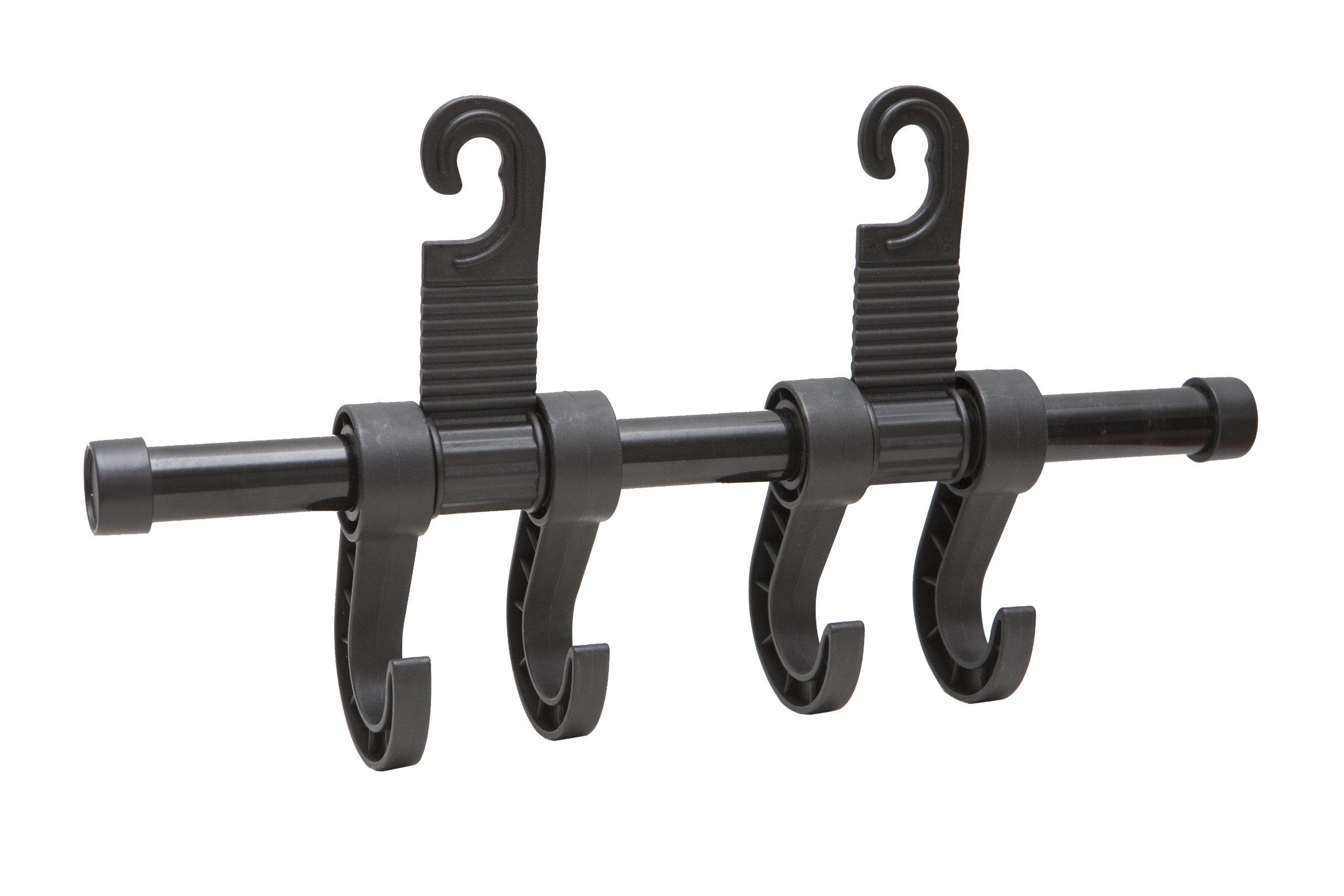 Maxsa 25524 Car Headrest Multi-Hanger 4 Hook Organizer for Bags and Car Storage, Black