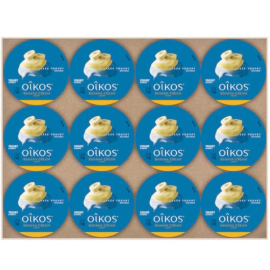 Oikos Organic Banana Cream Traditional Greek Yogurt, 5.3 Ounce -- 12 per case.