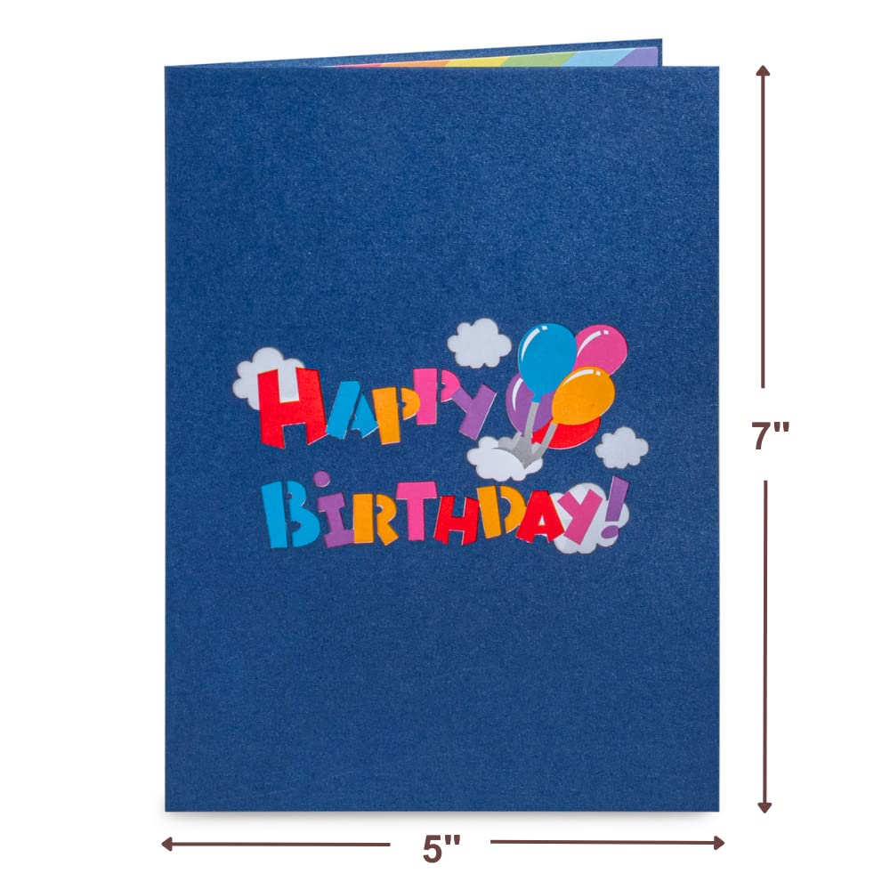 Paper Love Happy Birthday Train, Handmade 3D Pop Up Birthday Card - 5"x7" Cover - Includes Envelope and Note Tag