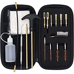 Pro Universal Gun Cleaning Kit, Pistol Caliber Rifle Shotgun Firearm Cleaner Supplies Set with Portable Case (Black)