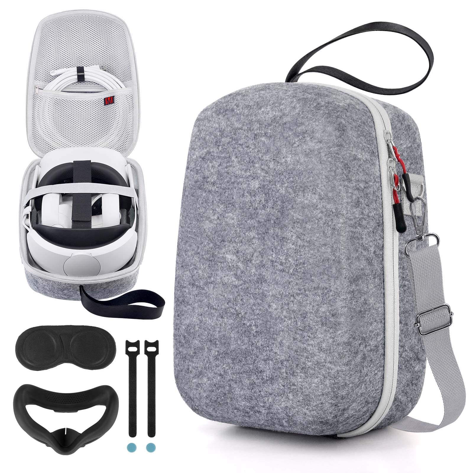 Retear Hard Carrying Case Compatible with Oculus Quest 2 Elite Version, All-in-One VR Gaming Headset and Touch Controllers, Portable Travel Protection Storage Case for Meta Quest 2 Accessories Gray
