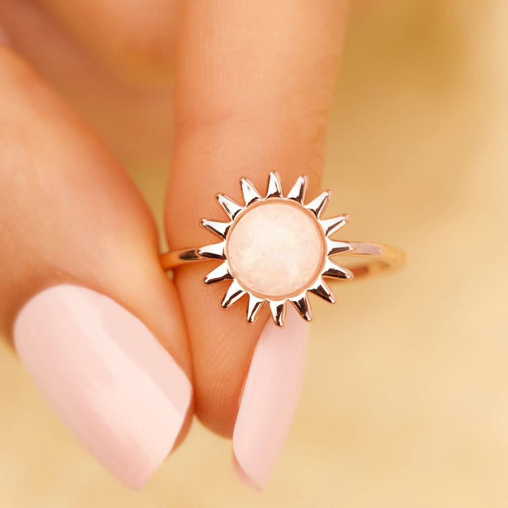 Pura Vida Rose Gold-Plated Sunshine Ring w/Moonstone - Brass Base, Stylish Design - Size 6