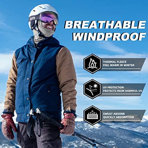 ROCKBROS Cold Weather Balaclava Ski Mask for Men Windproof Thermal Winter Scarf Mask Women Neck Warmer Hood for Cycling Grey