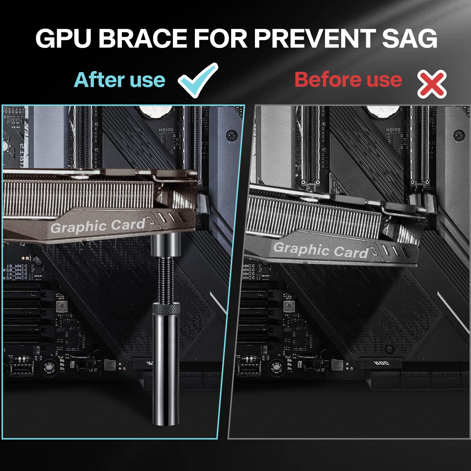 NANOXITY GPU Support Bracket Height Adjustable GPU Brace Video Card Sag Holder Bracket with Magnet and Non-Slip Mat GPU Stand for Holding Large Video Cards (S)