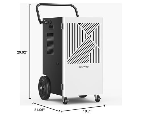 Waykar 155 Pints Commercial Dehumidifier with Pump, Drain Hose and Washable Filter Space up to 8000 Sq. Ft, for Basements, Industrial or Commercial Spaces - 5 Year Quality Coverage