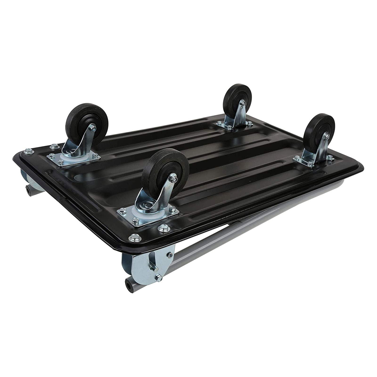 Olympia Tools Foldable Push Cart Dolly - 330 Lb. Capacity Heavy Duty Platform Truck with 360° Swivel Wheels (Gray/Black)