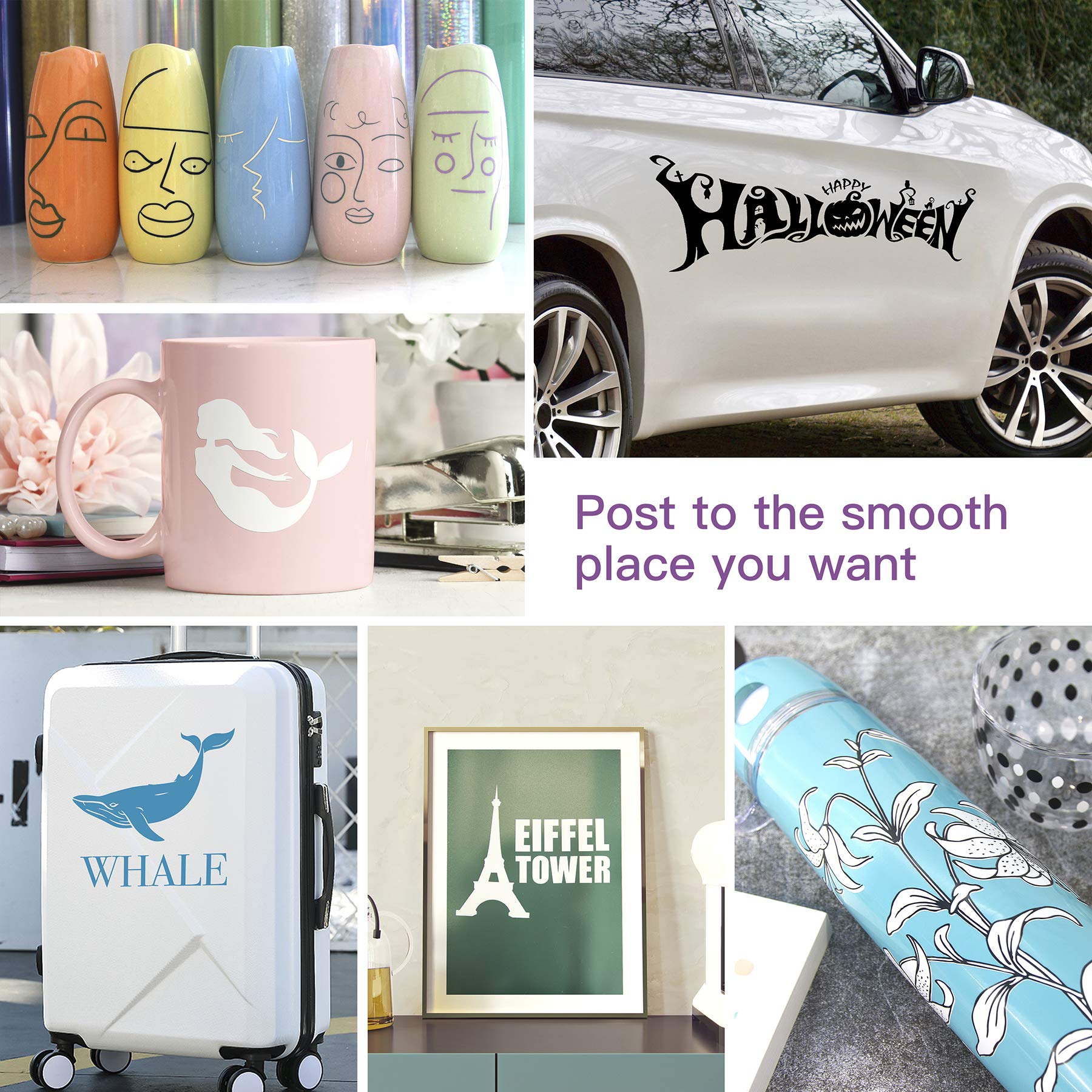 RIZEE Vinyl Transfer Tape, 12x120 Inches Standard Grip w/Alignment Grid Application Transfer Paper for Cricut, Silhouette Cameo, Adhesive Vinyl for Decals, Signs, Windows, Stickers