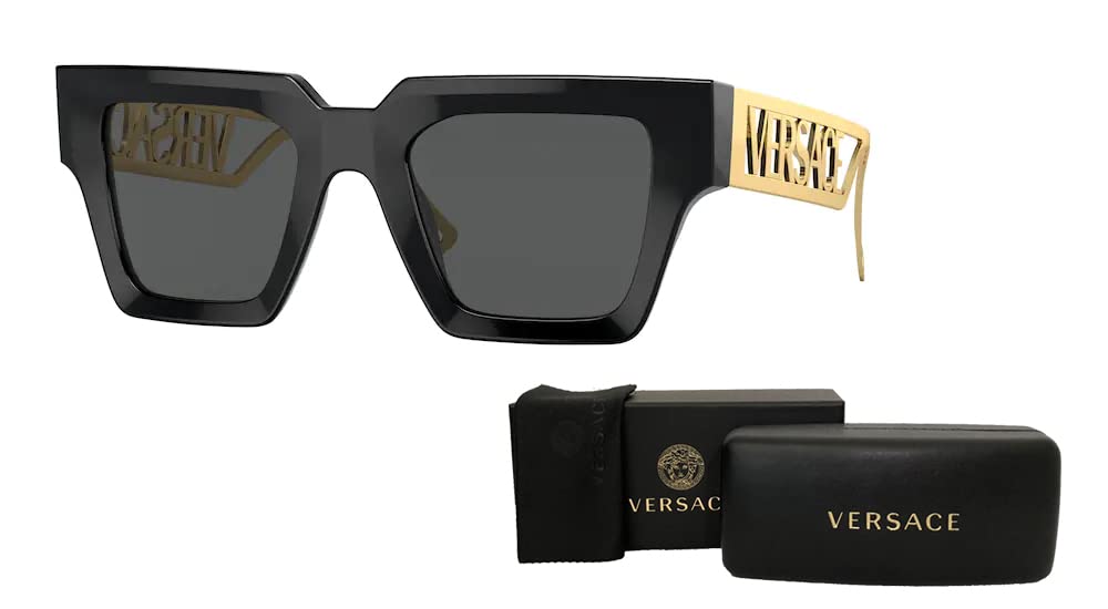 Versace VE4431 50MM Black/Dark Grey Polarized Square Sunglasses for Women + BUNDLE With Designer iWear Eyewear Kit