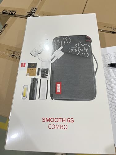 Zhiyun Smooth 5S Phone Gimbal, 3-Axis Smartphone Stabilizer with Built-in and Magnetic Fill Light, AI Face Tracking for iPhone and Android, YouTube TikTok Video, White Combo
