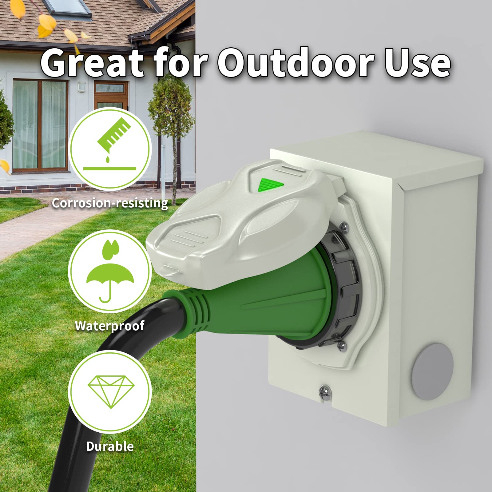 Pre-Drilling 50 Amp Generator Power Inlet Box RVMATE, NEMA SS2-50P 125/250 V 6250/12500W Power Inlet Box, Waterproof for Outdoor Use