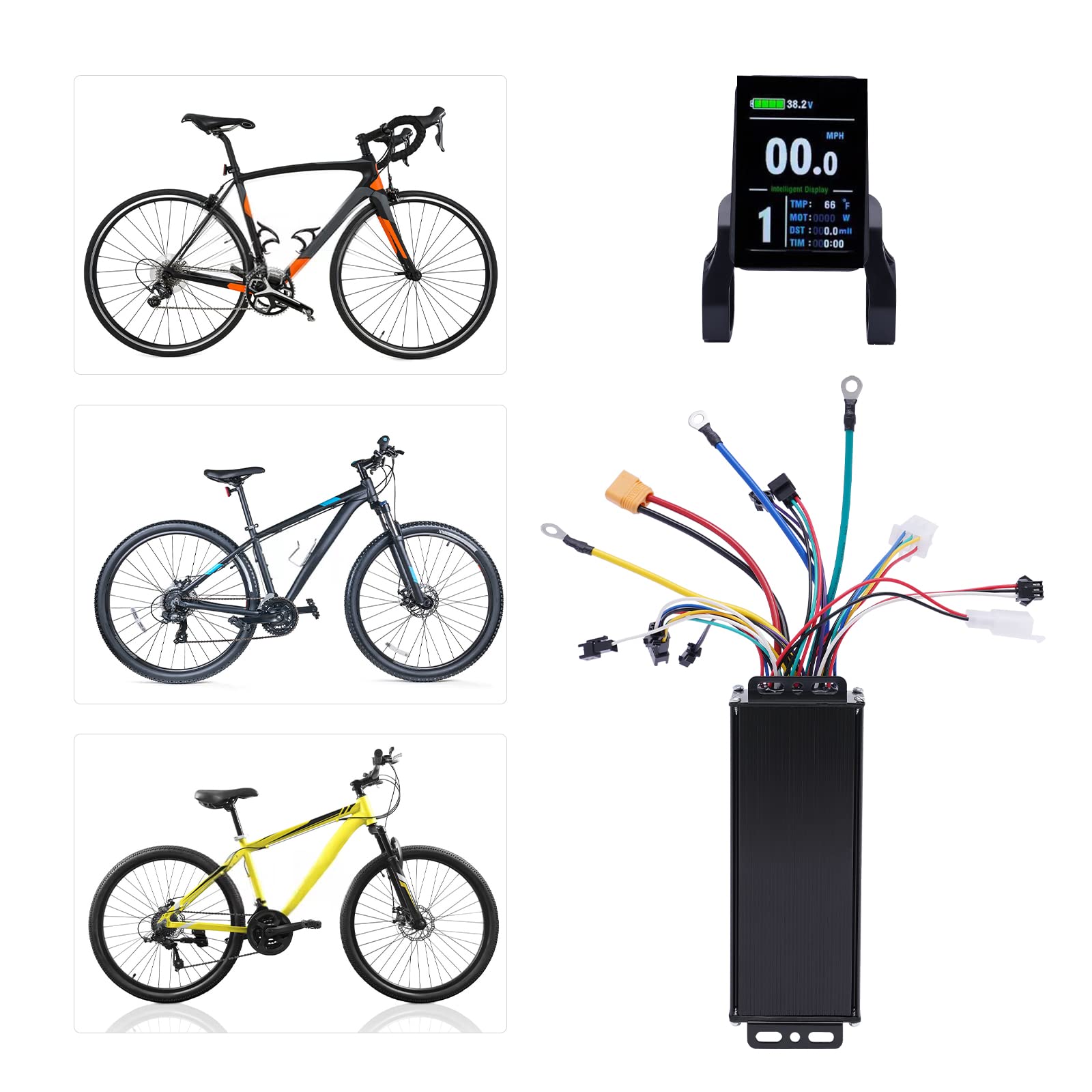 YIPONYT Electric Bike Controller Kit, 36V 48V 1200W E-Bicycle Brushless Controller Kit with LCD Display for DIY Electric Bicycle Scooter (48V)