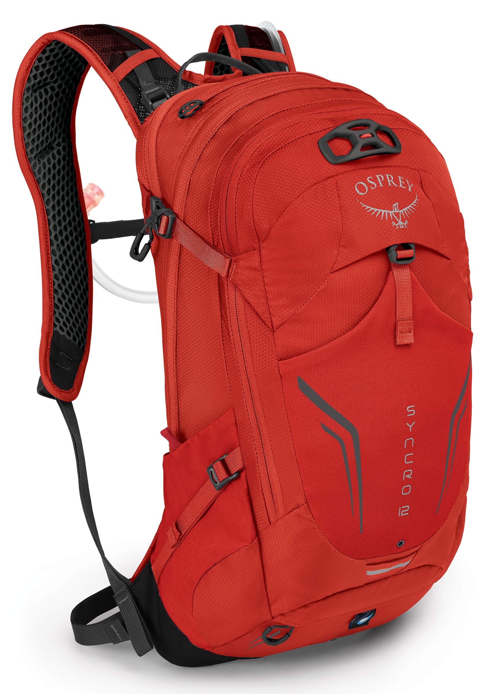 Osprey Syncro 12 Men's Bike Hydration Backpack with Hydraulics Reservoir, Firebelly Red